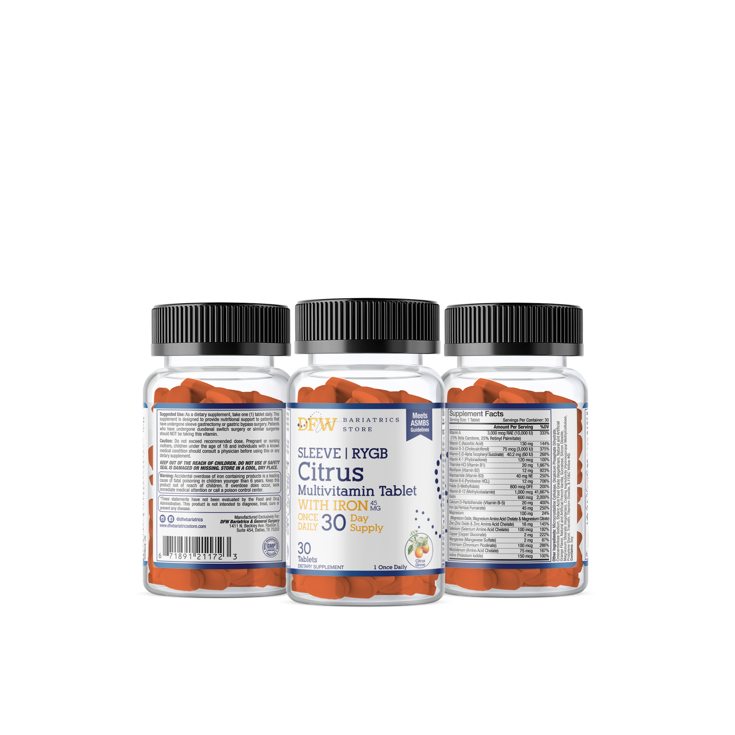 SLEEVE | RYGB Citrus Multivitamin Tablet with Iron - ONCE DAILY | 30 D ...