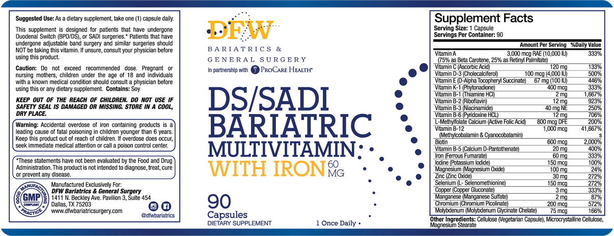 DS | SADI Core Multivitamin with Iron Capsules | 90 Day Supply – DFW ...